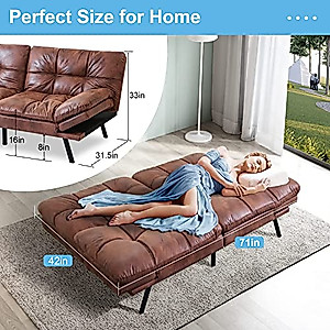 Opoiar Modern, Bed Sleeper, Futon, Memory Foam Couch Convertible Loveseat for Living Room, Apartment Sofas, Brown