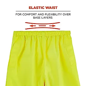 Ergodyne Standard Class E Lightweight Hi-Vis Rain Pants, Lime, Large