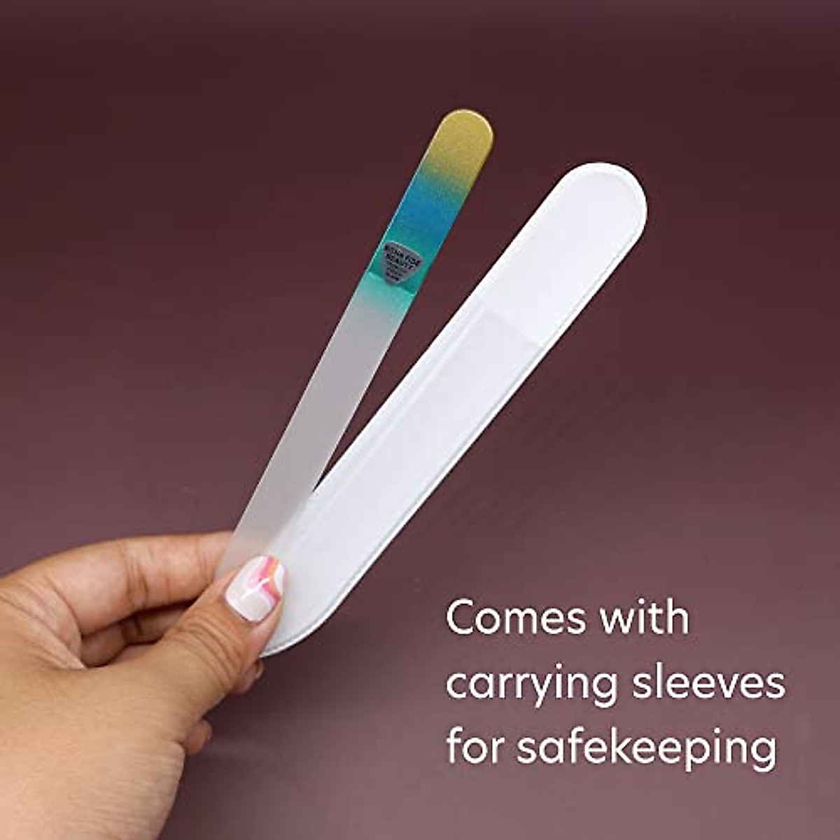 Glass Nail Files for Natural Nails, Fingernail Files, Manicure Set Nail Care, Gentle Comfortable Filing, Leaves Nails Smooth - Bona Fide Beauty 10-Piece Premium Czech Crystal Nail Files