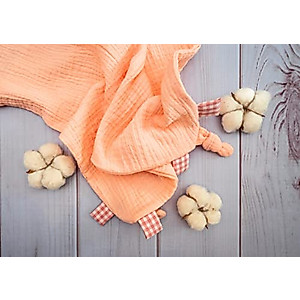 Ickles Pig Baby Lovey Security Blanket Organic Cozy Soft Muslin 100% Cotton Blanket for Girls and Boys Unisex Animal Design Warm Peach Lightweight Easy Care