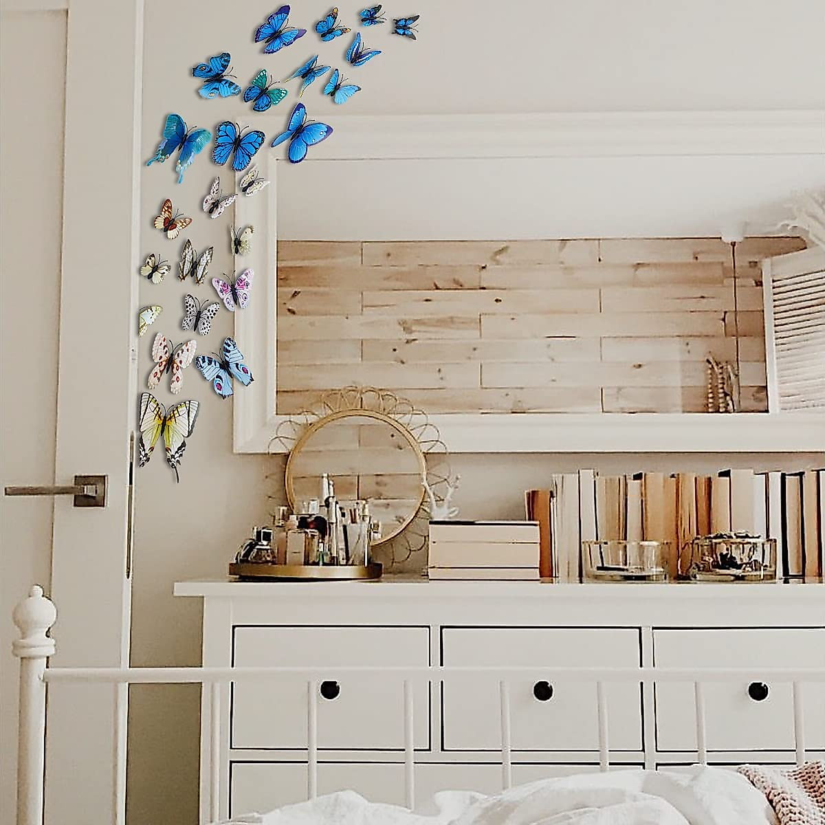 Nastaus 36PCS Magnetic Butterfly Wall Stickers,Artificial Butterfly Decoration,3D Butterfly Sticker for Home Kitchen Fridge Garden Birthday Party Wedding Decor