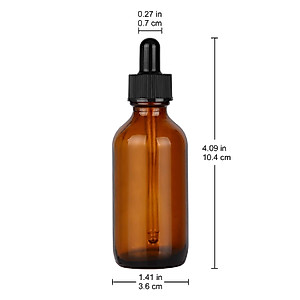 stonylab Amber Glass Dropper Bottle 60ml (2 oz) 4 Pack, Brown Empty Glass Bottle with Glass Dropper and Label for Essential Oils Aromatherapy Fragrances
