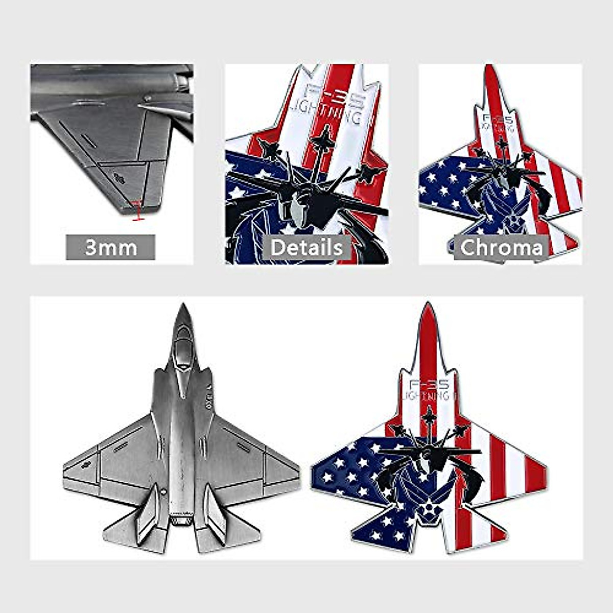 US Air Force Challenge Coin Colorized F-35 Lightning II Fighter Jet Military Coin for Airman