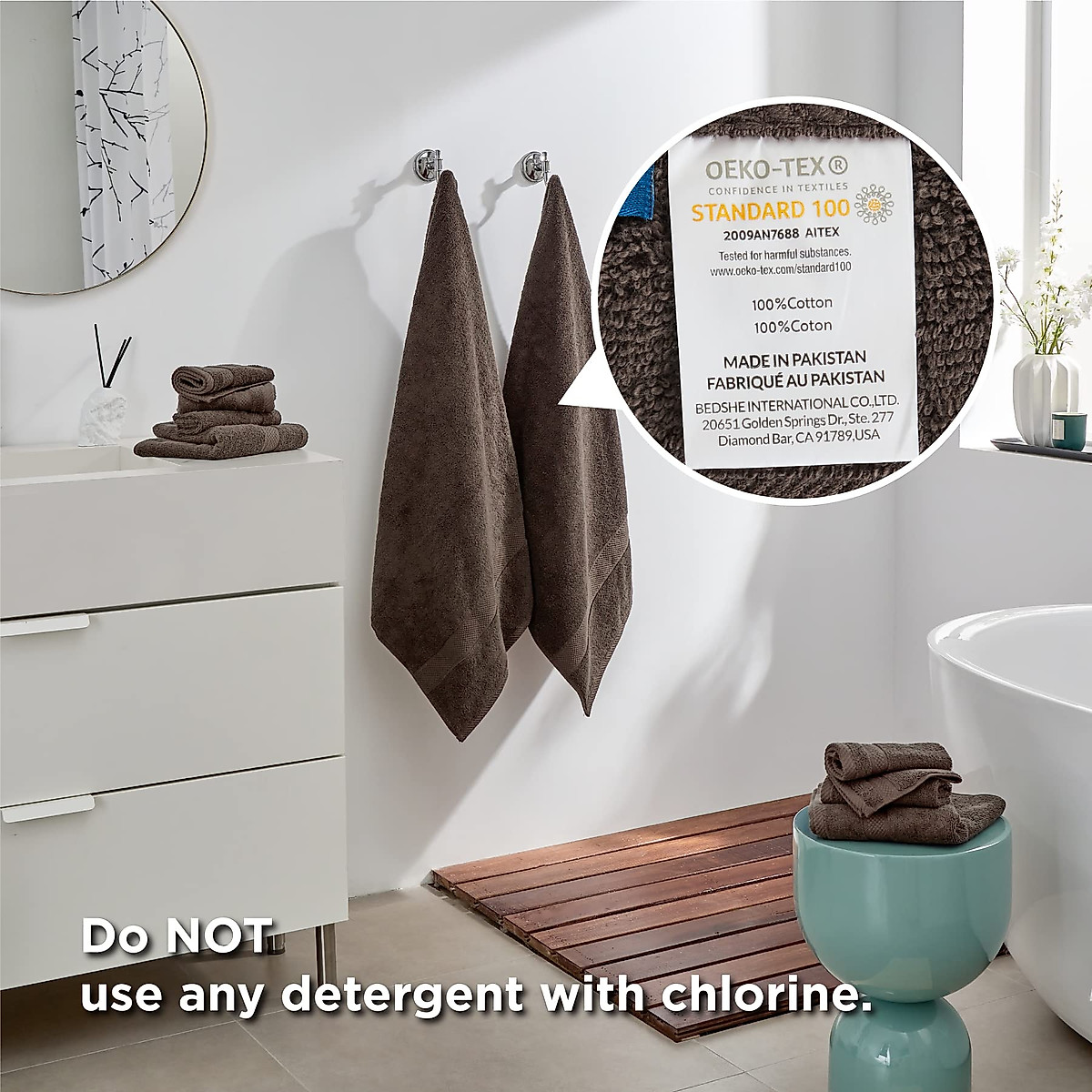 BEDSURE White Bath Towels Set for Bathroom - 2 Bath Towels, 2 Hand Towels, 6 Washcloths, Cotton Hotel Quality Absorbent 10 Pack Bath Linen Towel Sets