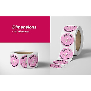 Cute Thank You Stickers (500 Count) Thank You for Supporting My Small Business Stickers 1.5” Round Waterproof Stickers Small Business Supplies Thank You Sticker Rolls - Pink Lightning