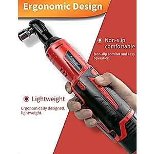 AOBEN Cordless Electric Ratchet Wrench Set, 3/8" 12V Power Ratchet Tool Kit With 2 Packs 2000mAh Lithium-Ion Battery And Charger