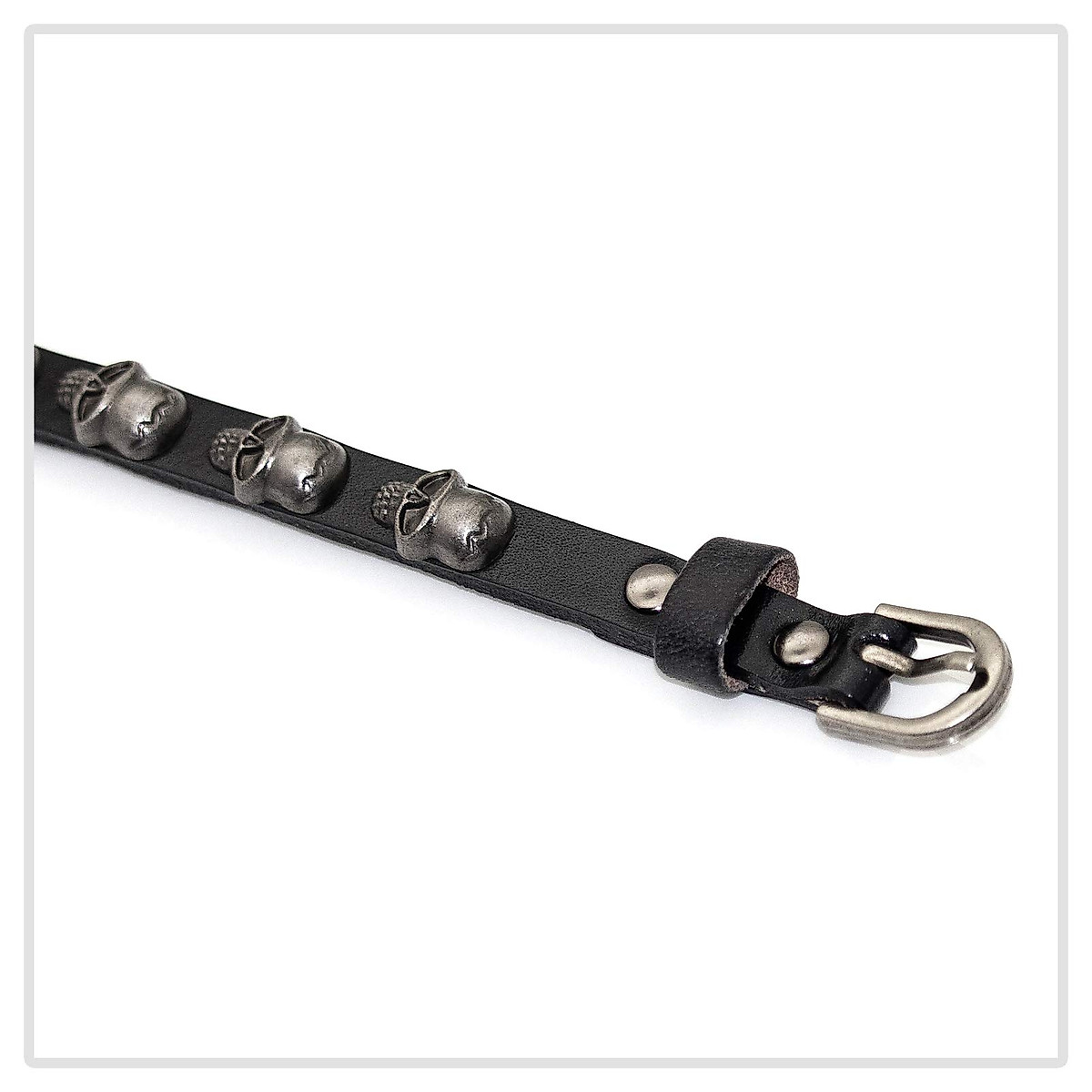 Mgutillart Punk Vintage Alloy Belt Buckle Bracelet Skull Leather Cuff Bracelet(Black)