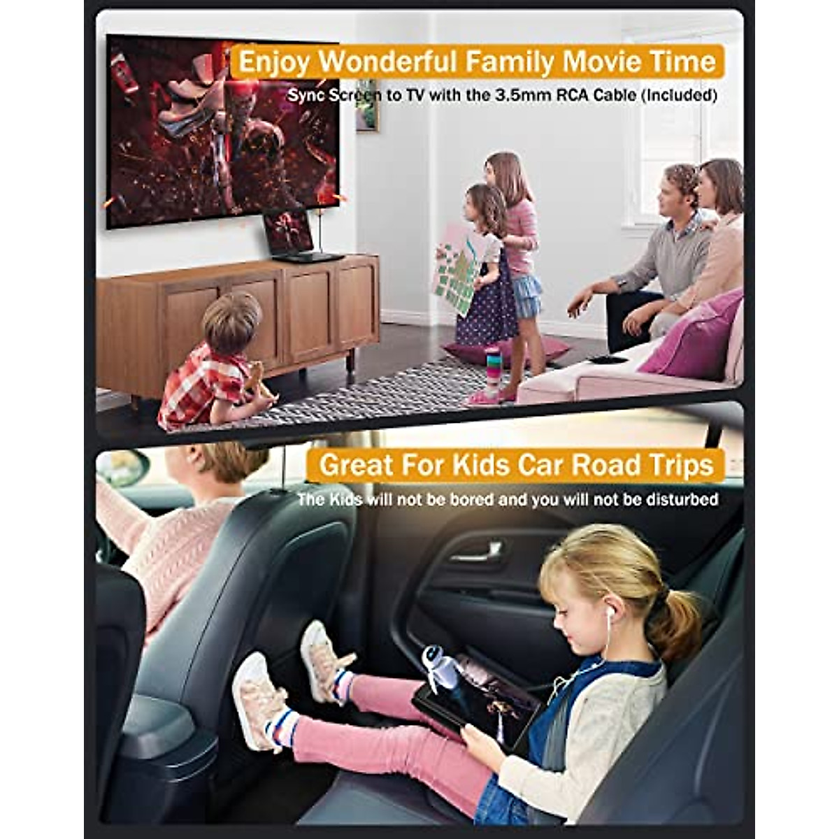 WONNIE 17.9’’ Large Portable DVD/CD Player with 6 Hrs 5000mAH Rechargeable Battery, 15.4‘’ Swivel Screen，1366x768 HD LCD TFT, Regions Free, Support USB/SD Card/ Sync TV , High Volume Speaker