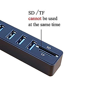 Lysee Data Cables - YuXi USB Hub 2.0 Multi USB 2.0 Hub USB Splitter High Speed 6 Ports Hab TF SD Card Reader All in One for PC Computer Accessories - (Color: Black)