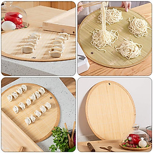 HEMOTON 1 Set 2Pcs Bamboo Dumpling Tray Handmade Chinese Dumplings Mat Insulation Mat Steamer Basket Baking Mat for Baking Dumpling Dough Pastry Cookie Wontons (Khaki)