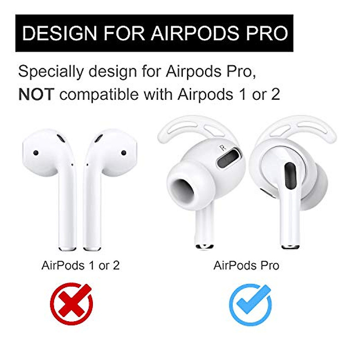 AirPods Pro Silicone EarHooks Case, IFCASE Anti-Slip Ear Hooks Cover Accessories Compatible with AirPods Pro (White)