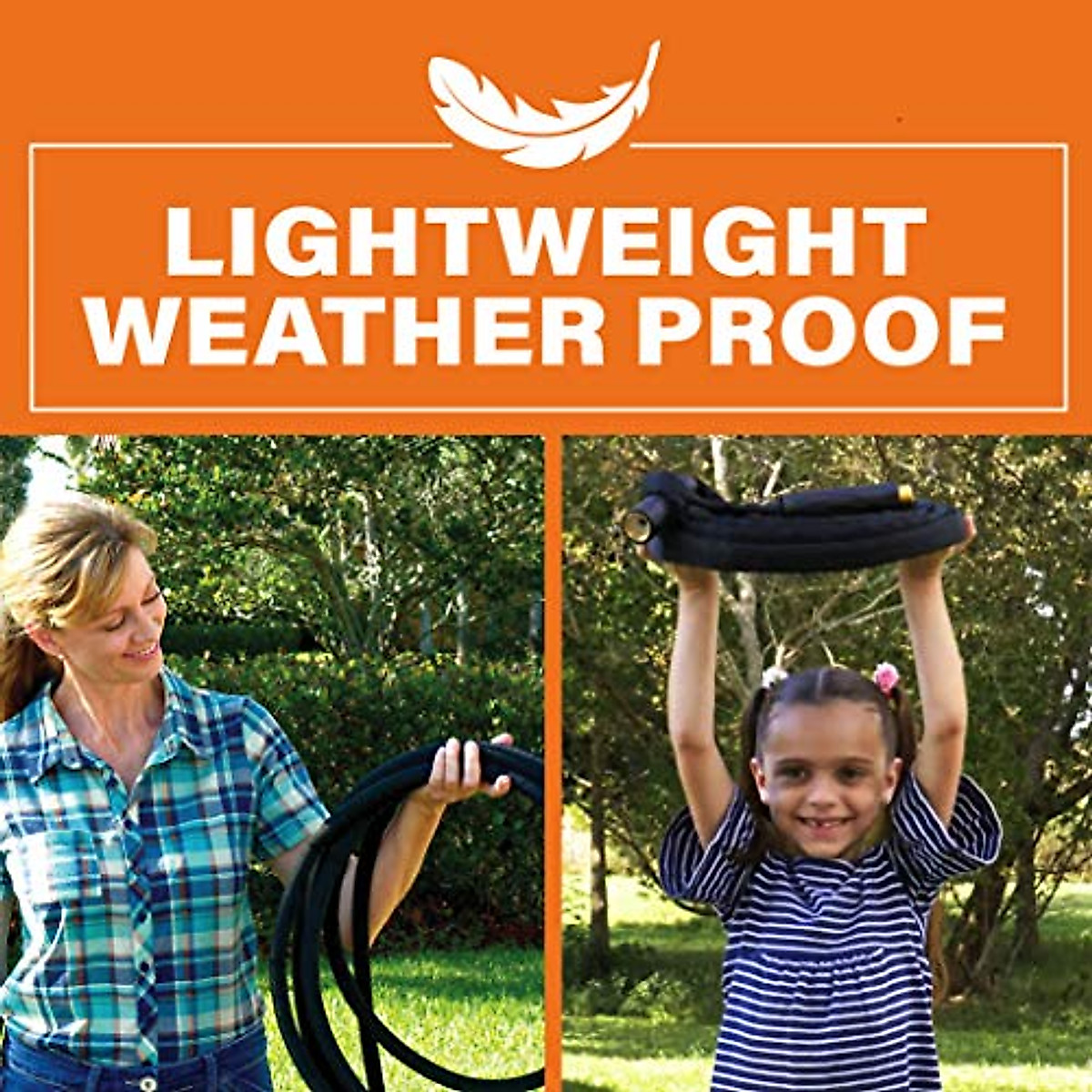 Bionic Flex PRO 50’ Garden Hose, Heavy Duty & Lightweight Weatherproof Garden Water Hose with Brass Fittings & Adjustable Brass Spraying & Shooting Nozzle, 500 PSI Tear Resistant, Kink Free Hose