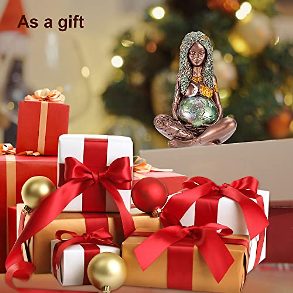 JIMBON Gaia Mother Earth Statue,6inch H Nature Moon Goddess Statue,Spiritual Items Figurines Statuette Gifts for Earth Day,Mother's Day,Thanksgiving Day Gift,Modern Home Room Decor Garden Decoration