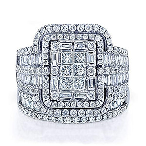 ChenFeng White CZ Engagement Ring Wedding Band Bridal Set Fine Jewelry 8