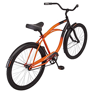 Kulana Lakona Shore Adult Beach Cruiser Bike, 26-Inch Wheels, Single Speed, Orange/Black