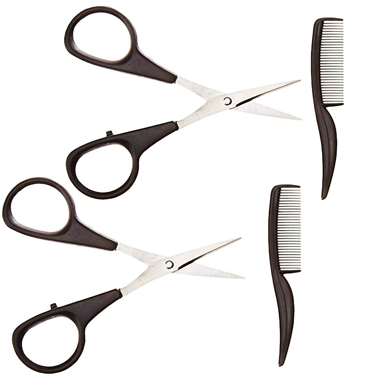 Allary Men's Beard & Mustache Scissors and Mini Comb Trimming Kit (2 Pack)