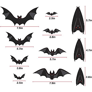 TMCCE 107 Piece Halloween Party Decorations Black Bats Spiders Glass Window Clings Decals Stickers for Halloween Party Supplies Favor