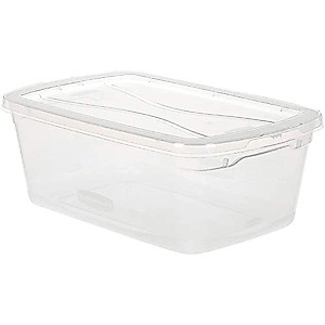 Rubbermaid Cleverstore Home Office Organization (6) 30 Qt & (12) 6 Qt Latching Stackable Plastic Storage Tote Container with Lid, Clear