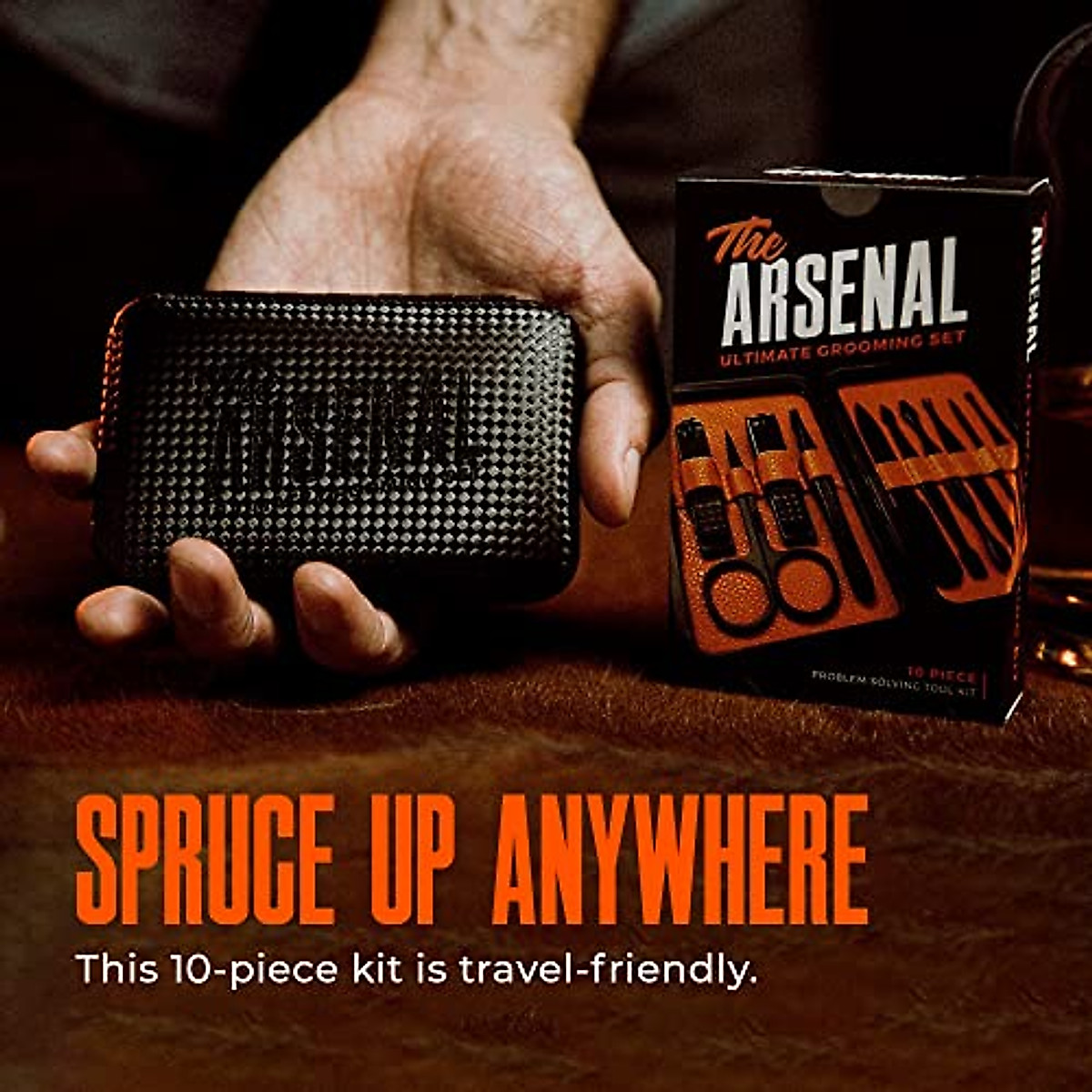 Ultimate Men's Grooming Kit, 10-Piece Set - The Arsenal Gift Set by Wild Willies, Multi-Purpose Manicure, Pedicure & Facial Tools Include Nail Clippers, Scissors, Tweezers & Blackhead Remover