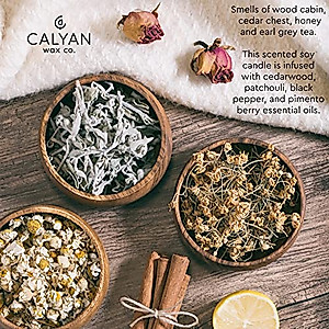 Calyan Wax Soy Wax Candle, Musk & Teakwood Scented Candle for The Home | Premium Candle with Essential Oils | 10.2 oz 75 Hour Burn Time | Soy Candle in Matte Black Jar, Gift for Men