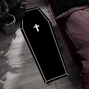 Generic Coffin Bath Mat Halloween Rug - Black Gothic Home Decor for Bathroom Bedroom Kitchen Room, Coffins Halloween Door Mat, Horror Gothic Gift Spooky Gifts Gothic Rugs Spooky Gift (B)