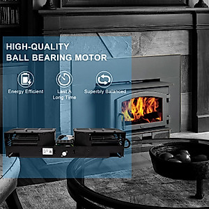 Wood Stove Blower Fan for Lopi Answer & Revere Wood Stove Insert, 99000123 Front Mount Blower Assembly for Lopi & Avalon 1750 1250 1750i 1250i Insert, 99000128 Blower for Lopi Stove 99000128