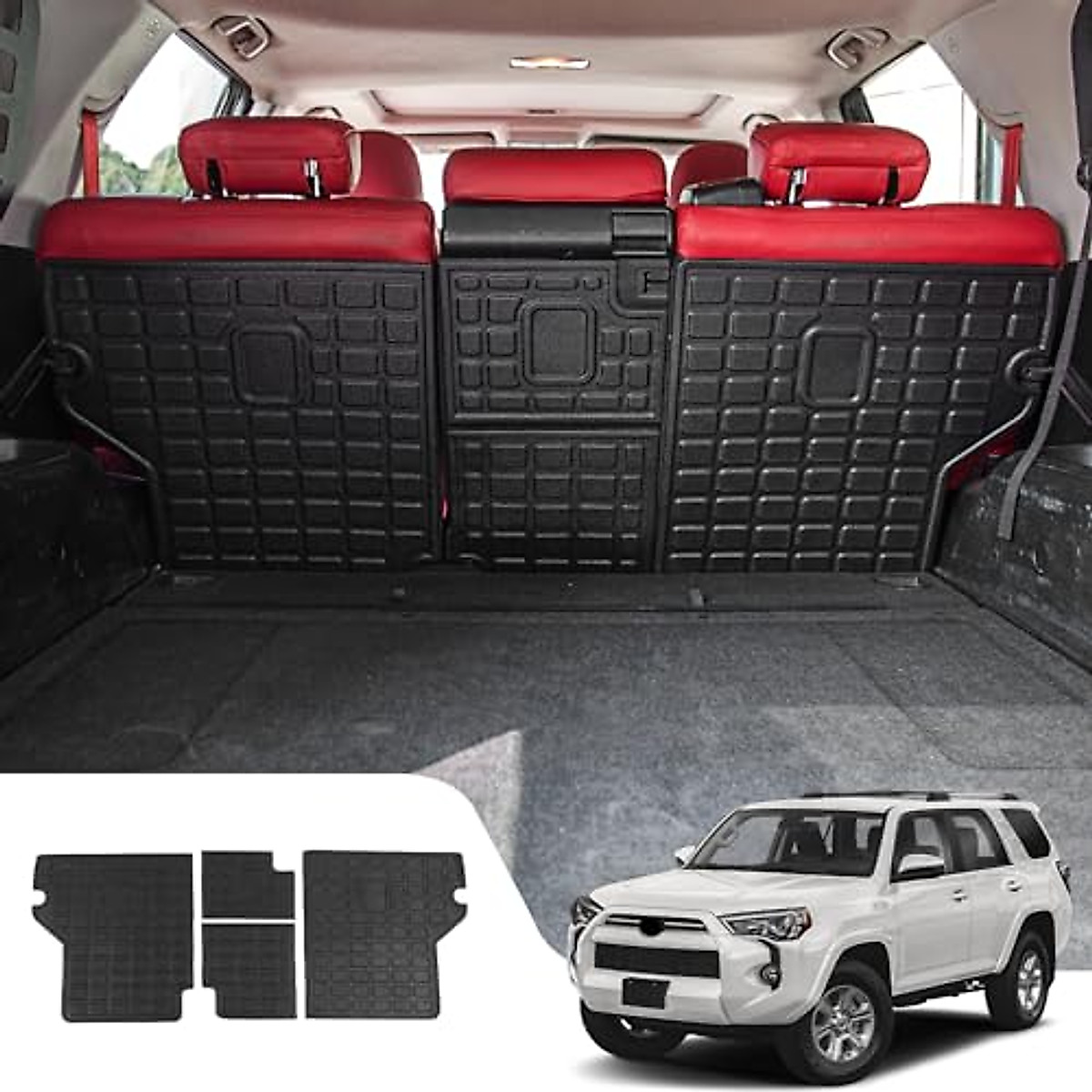 Maszupir Back Seat Cover Protector Compatible with 2010-2024 Toyota 4Runner All Weather Trunk Mat Cargo Liner 2023 4 Runner Accessories (Backrest Mats,Fit with Sliding Tray)