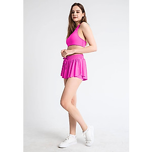 Shorts That Look Like A Skirt Yoga Workout Comfy Quickdraw Drawstring Flowy Shorts for Women Butterfly Shorts Fluorescent Red S