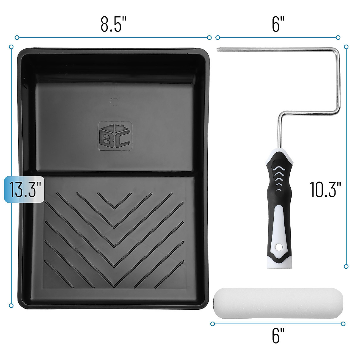 Bates- Paint Roller Kit, 9 pcs, 6-Inch Foam Paint Roller Tray, Paint Roller Set, Paint Kit for House Painting, Paint Rollers, High Density Foam Roller Paint, Small Paint Roller Kit, 6 Inch Foam Roller