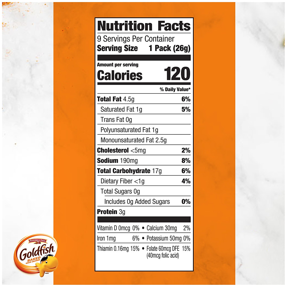 Goldfish Colors Cheddar Crackers, Snack Pack, 0.9 oz, 9 CT Multi-Pack Tray