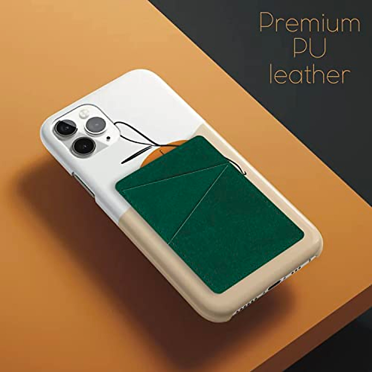 Phone wallet stick on. Phone card holder. Card holder for phone case. Wallet for phone case stick on. cell phone wallet stick on Sticky pocket for back phone. (Dark forest, D)