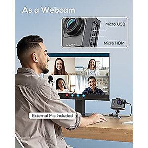 WOLFANG GA100 Action Camera 4K 20MP Waterproof 40M Underwater Camera EIS Stabilization WiFi 170° Wide Angle Helmet Camera (External Microphone, Remote Control, 2 Batteries and Accessory Kit)