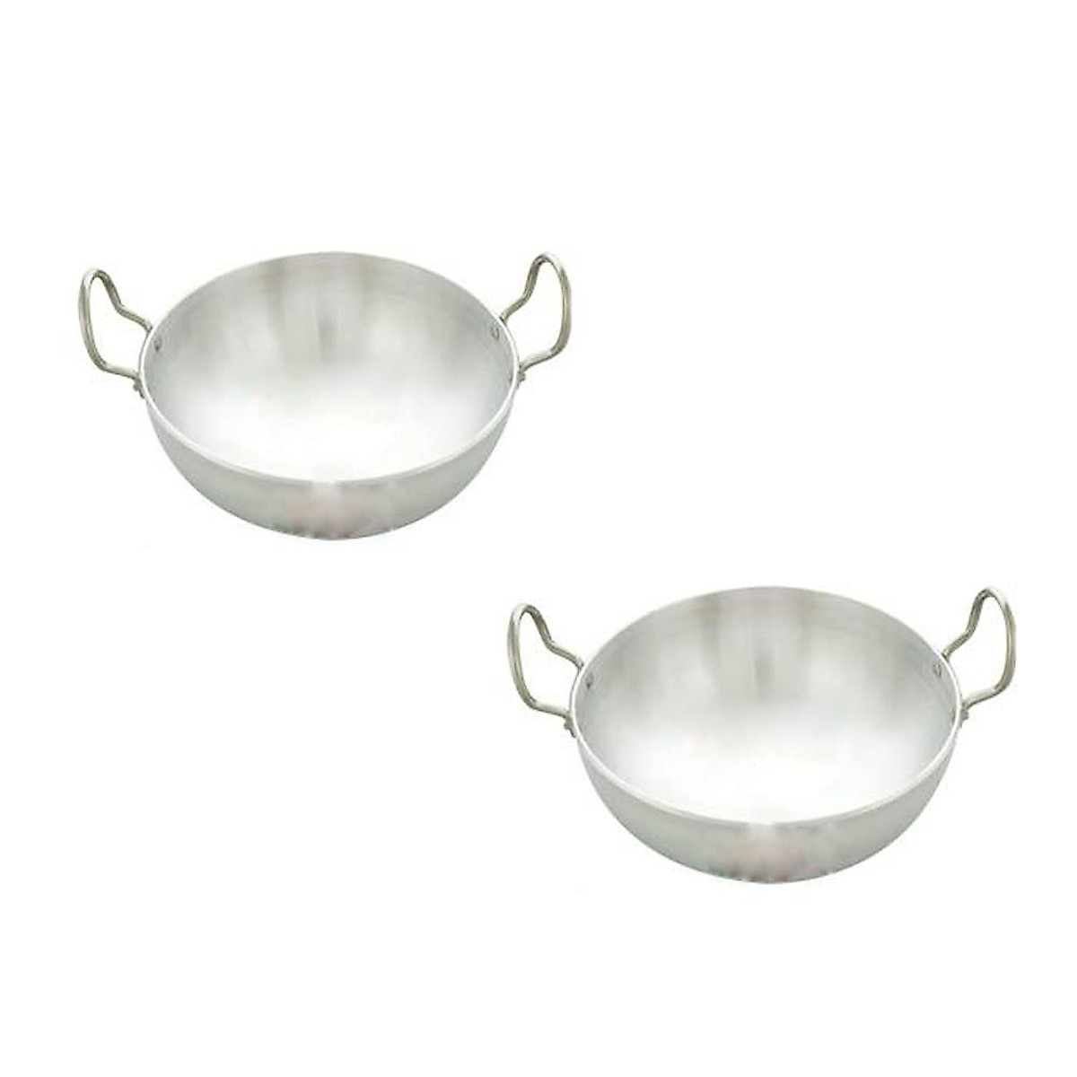 Aluminium Small Kadhai Set of 2 Different Size,Indian Frying Pan or kadhai -Color White