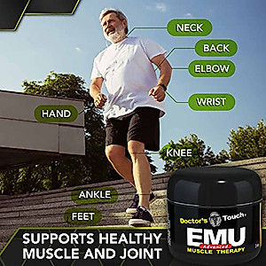 Doctors Touch Advanced EMU Muscle Pain Relief Cream - 2 Oz Jar - Joint & Muscle Pain Relief Rubs - Perfect for Workout Recovery to Sooth Sore Muscles and Aching Joints - Joint Pain Relief Cream