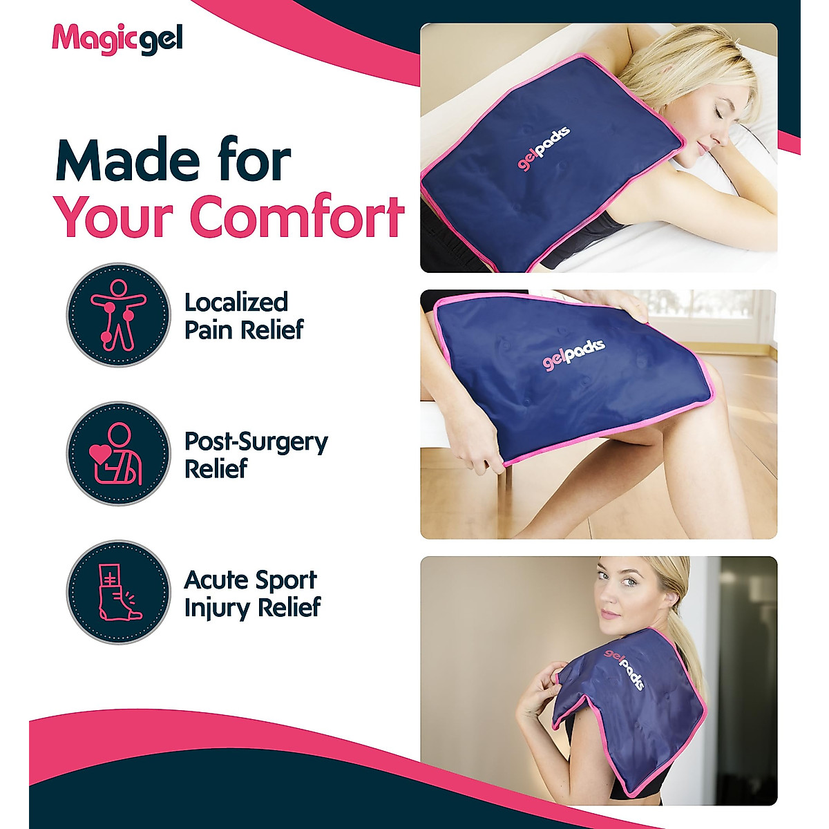 Extra Large & Reusable Ice Pack (15 x 23.5 inches, XL) for Maximum Back and Full Body Pain Relief from Injuries, Swelling, Bruises, Sprains | Ice Blanket for Sleeping & Physical Therapy | By Magic Gel