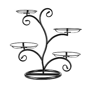 GuangYang Four Tier Tree Stand Display Serving Platter, Multi-Tier Cake Tray Stand, Food Server Display Plate Rack, Black Frame