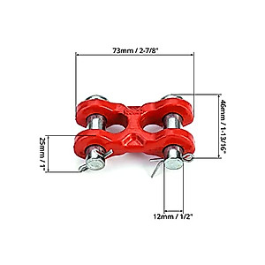QWORK 3/8 Inches Twin Clevis Safety Chain Repair Links, 2 Pack Trailer Tie Down Links, Industrial Grade Heavy Duty Material - 6,600 LBS. Capacity