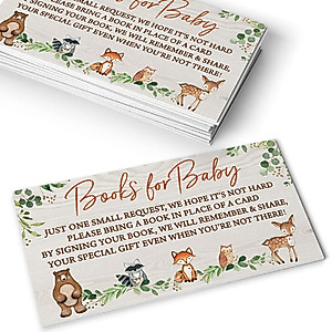 Bring a Book Insert Cards, Set of 50, Woodland Baby Shower Games, Activities, Favors