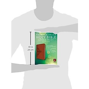 Premium Value Slimline Bible Large Print NLT, Cross (LeatherLike, Sienna)