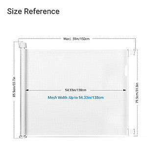 Retractable Baby Gate, Momcozy Mesh Safety Gate for Babies and Pets, Extra Wide Safety Baby Gate 33.7" Tall, Extends to 55" Wide, Pet Dog Gate for doorways, Stairs, Hallways, Indoor/Outdoor (White)