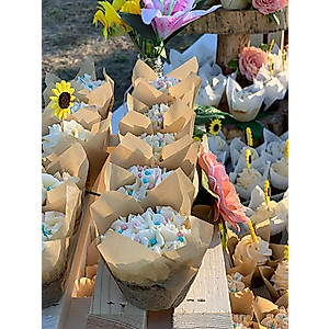 Tulip Cupcake Liners-300 Pack Tulip Cupcake Wrappers Greaseproof Muffin Liners Baking Cups For Birthday,Party,Wedding- Natural Color