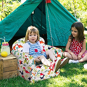 Costzon Kids Couch, Children's Sofa Armrest Chair with Pattern, Toddler Furniture w/Sturdy Wood Construction, Preschool, Lightweight Children Couch Sofa Chair for Aged 1-5 Boys & Girls Gifts, Dinosaur