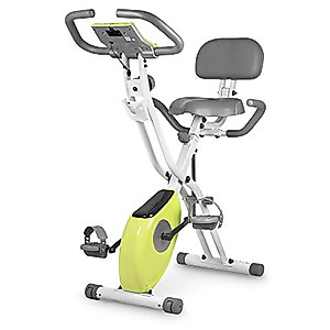 leikefitness LEIKE X Bike Ultra-Quiet Folding Exercise Bike, Magnetic Upright Bicycle with Heart Rate,LCD Monitor and easy to assemble (YELLOW)