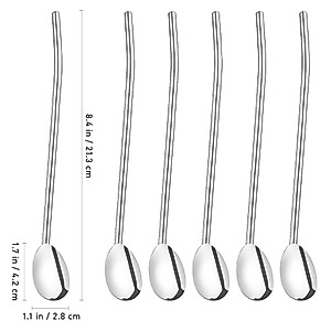 8 Pcs Stainless Steel Straws Spoons, Reusable Metall Straws Spoon with 2 Cleaning Brushes, 2 in 1 Snow Cone Straws Drinking Reusable Stainless Steel Ice Tea Long Spoons Straws for Cocktail Milkshake