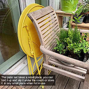 3-Piece Bistro Table and Chairs, Wrought Iron Bistro Set, Anti-Rust, Waterproof Folding Cafe Table and Chairs Set of 2, Foldable Small Bistro Set for Indoor/Outdoor/Porch/Lawn/Balcony/Small Space