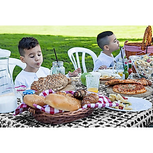 TopTableCloth 5 Foot 60 x 30 inch Black Patterned Tablecloth Elastic Corner Fitted Rectangular Folding Vinyl Table Cover Cloth Xmas Plastic Waterproof Picnic Party Home for Indoor and Outdoor Use