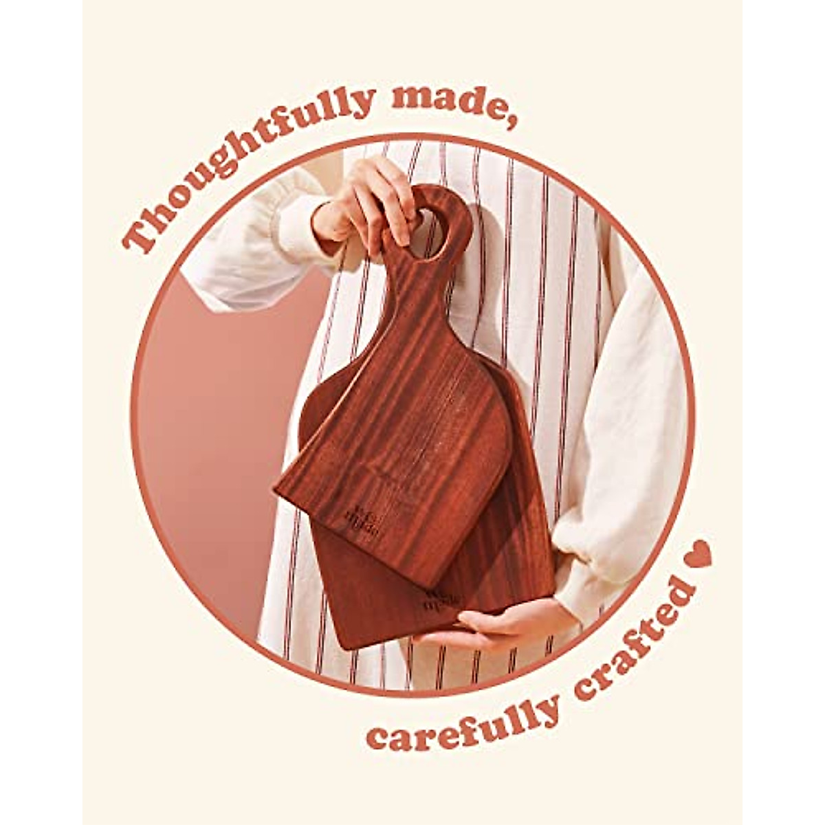 Perfect Anniversary, Wedding, Housewarming Gifts for The Couple - 2 Piece Solid Wood Cutting Board Set with Handle for Kitchen - Decorative Serving Charcuterie Board by We Made