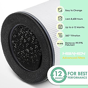 HSIAMEN AP-PET35FL AP-T30 Filter Compatible with HoMedics Air Purifier Filter Replacement for AP-T30 AP-T30WT PetPlus AP-PET35-WT AP-PET35, Part# AP-T30FL AP-PET35FL True HEPA, White 1-Pack