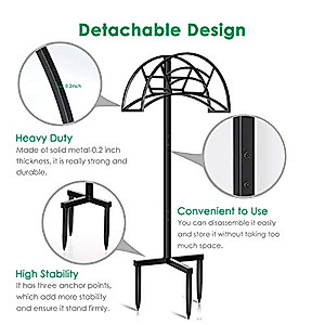 TomCare Garden Hose Holder Upgraded Detachable Water Hose Holder Thick Metal Hose Hanger Heavy Duty Free Standing Garden Hose Storage Hose Stand Decorative Hose Organizer for Outside, Black