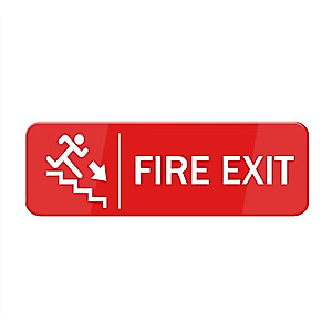 Fire Exit Sign, Self Adhesive Sign For Door Or Wall 8 X 3 Inch Quick And Easy Installation Premium Acrylic Design For Your Home Office/Business